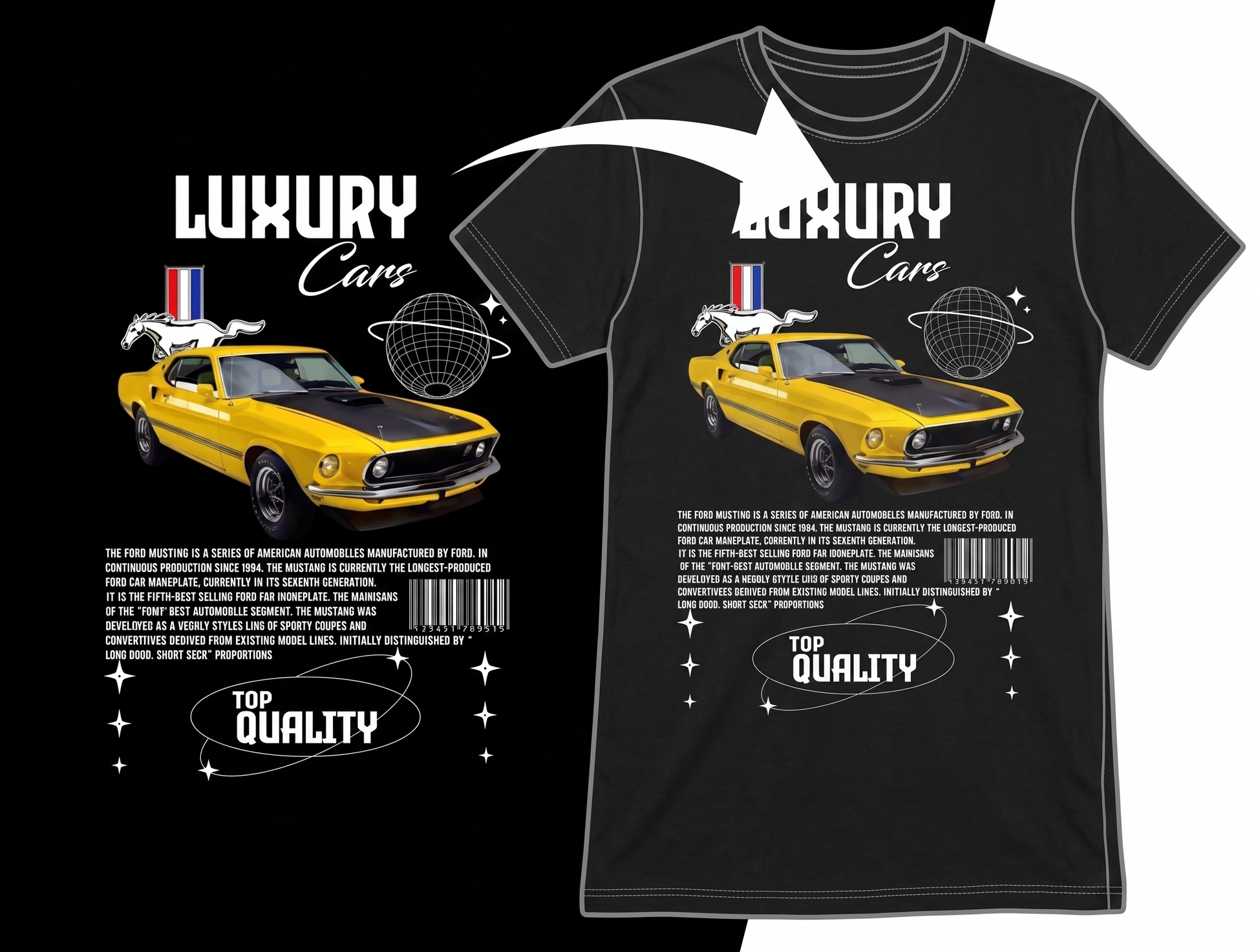 DTF Transfer Luxury Cars Ford Mustang Fastback Classic – Strong N Free