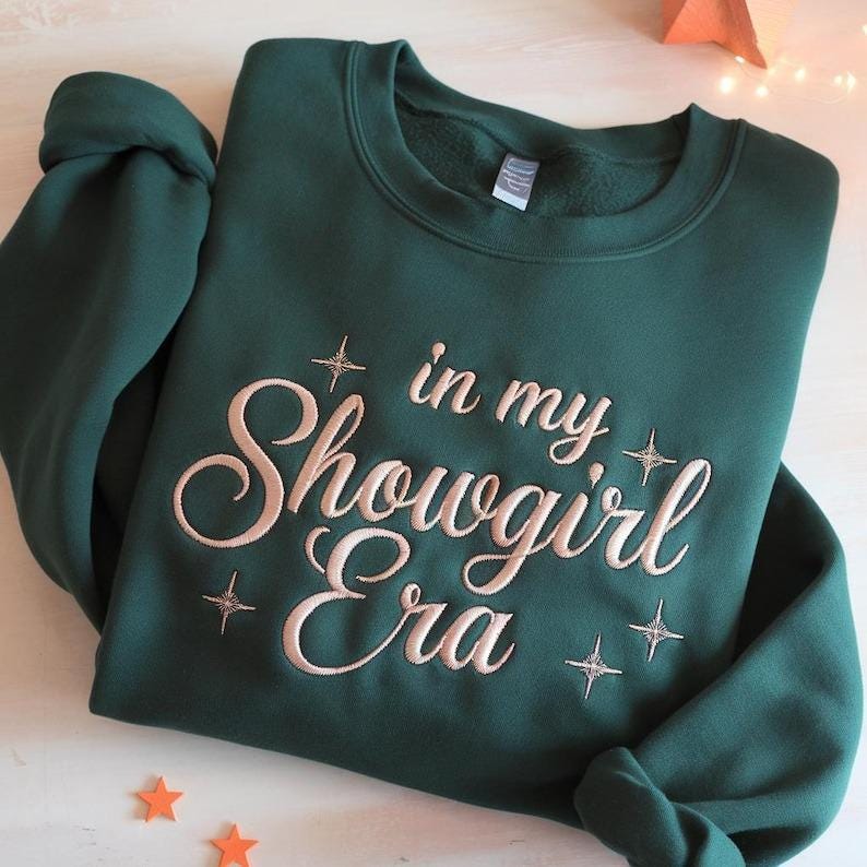 Embroidered In My Showgirl Era Cozy Crewneck – Strong N Free